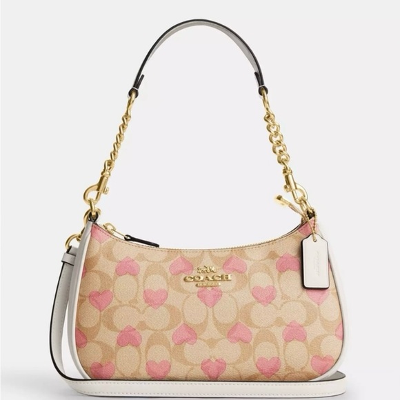 Coach | Bags | Coach Teri Shoulder Bag In Signature Canvas With Heart ...